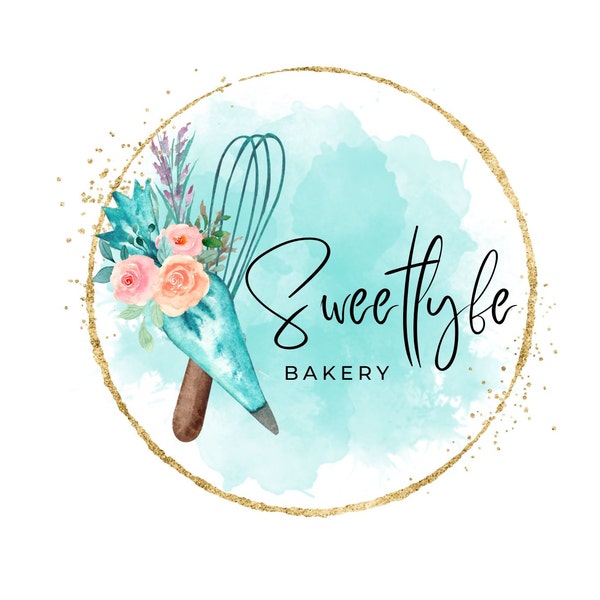 Editable Watercolor Baking Logo for Home Bakers DIY Bakery Logo for ...