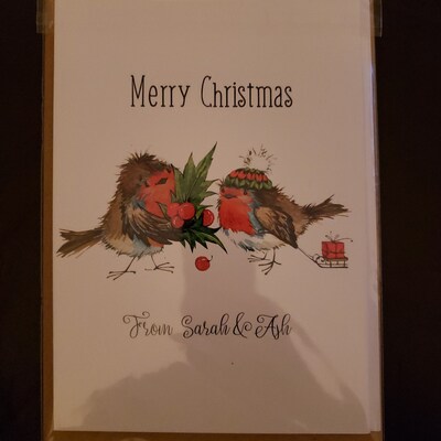 Pack of Robin Personalised Christmas Cards, Custom Christmas Cards ...