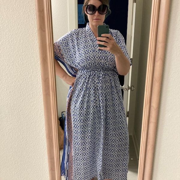 Pink With a Lovely Border Kaftan Robe - Perfect as a Long Dress ...