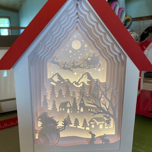 Christmas 5 Sided Paper Cut Light Box Template Shadow Box 3D - Etsy