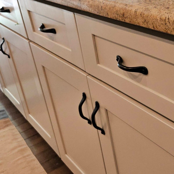 3 Farmhouse Style Pull, Cast Iron Cabinet Hardware, Farmhouse Kitchen ...