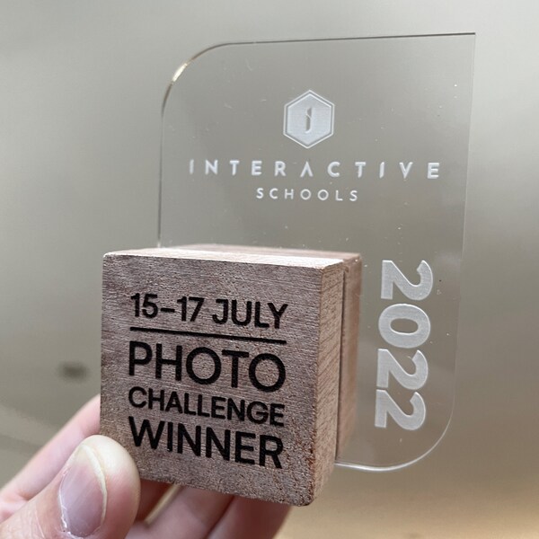 LEAF Personalised Wooden Acrylic Trophy Award Personalized Bespoke ...