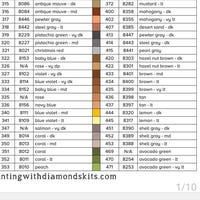 PRINTABLE PDF DMC Color Charts Diamond Painting Drill Color Charts ...