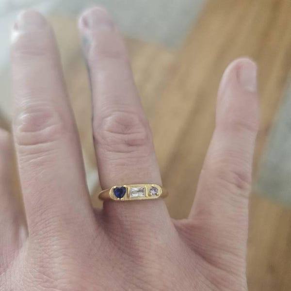 Custom Gemstone Signet Ring by Caitlyn Minimalist • Birthstone Ring With Heart, Baguette ...