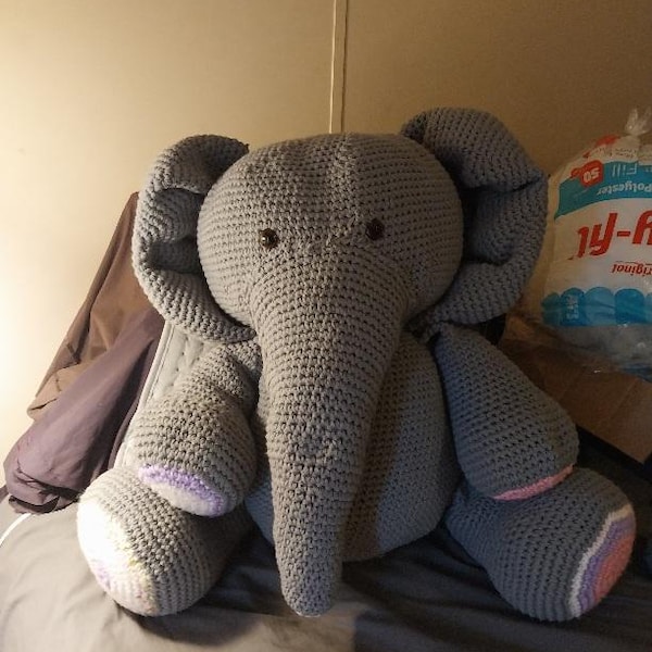 Crochet Big Grey Elephant Pillow Pattern, Big Elephant Pattern ...