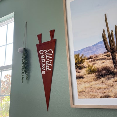 WILD & BRAVE PENNANT Vintage Style Wool Felt Pennants and Banners - Etsy