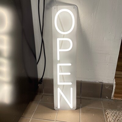 Ice Blue OPEN Sign for Business Modern Script Neon Font on - Etsy