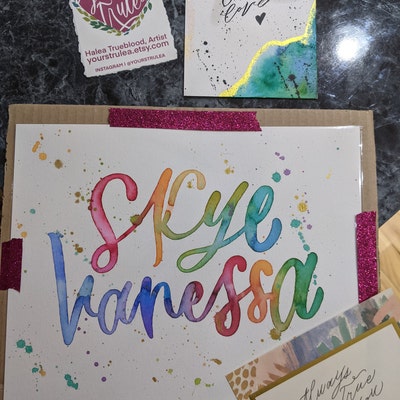 Hand Painted Watercolor Name Art Personalized Wall Art for Her, Girls ...