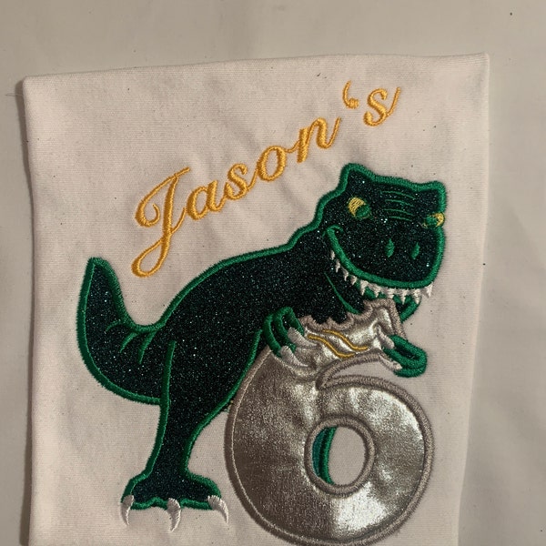 T-rex Dinosaur Birthday Numbers Set 1-6 Applique Machine Embroidery ...