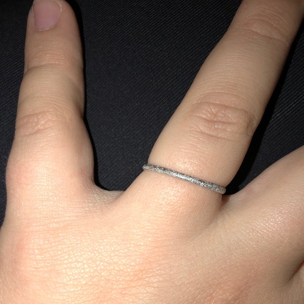 Hand Made.925 Sterling Silver Wedding Stackable Ring Stardust Finish ...