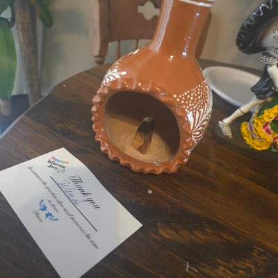 Mini Hand Painted Clay Chiminea, Daisy Mini Chimenea, Insense Burner ...