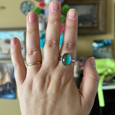 Mood Ring, Silver Mood Ring, Handmade Sterling Silver Smooth Bezel Med ...