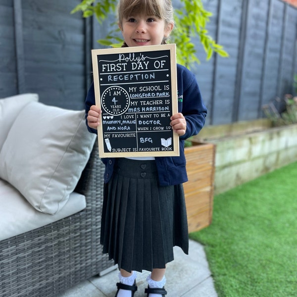 Personalised First Day of School Board | Back to School Chalkboard ...