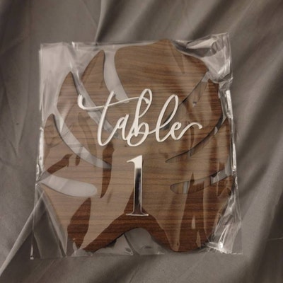Monstera Leaf Table Number Tropical Table Number Hand Lettered Table ...