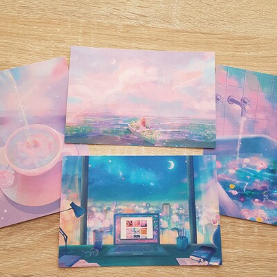 Art Postcard Set 4 Custom Art Postcards, Personalized Illustrated ...