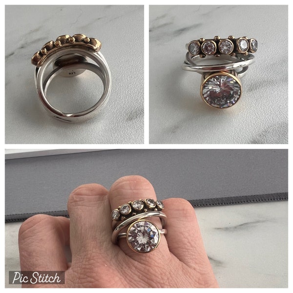 Cubic Zircon Silver Ring, Solitaire CZ Silver Ring, Five Stone Zircone ...