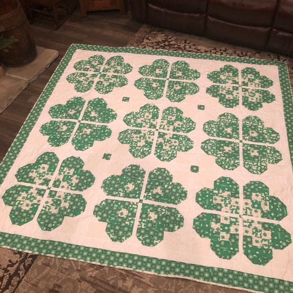 Digital PDF Quilt Block Pattern|four Leaf Clover Heart Quilt Block ...