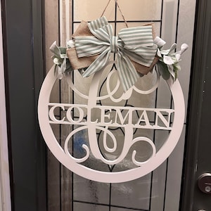 Last Name Door Sign Initial Door Wreath Personalized Front Door Family ...