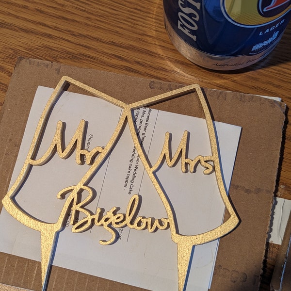 Personalized Guinness Beer Glasses Custom Wedding Cake Topper - Mr. and ...