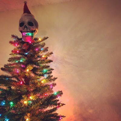 Creepy Skull Christmas Tree Topper W/ Handmade Santa - Etsy