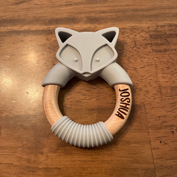 Personalized Baby Teether, Engraved Teether, Food Grade Silicone Fox ...
