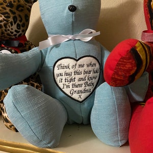 Personalised Heart Shaped Memory Embroidery Patch for a Memory Bear ...