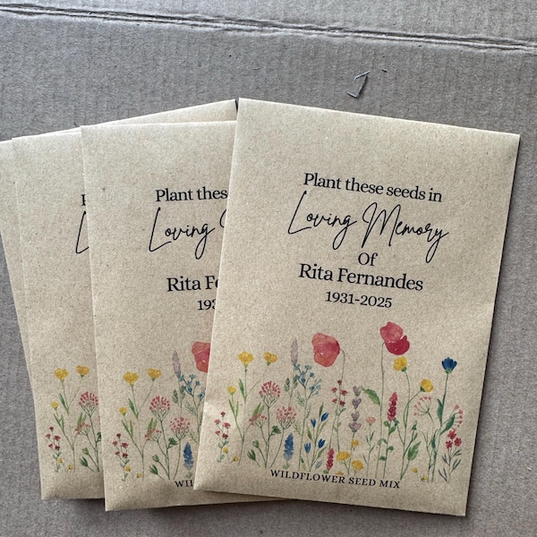 Memorial Wildflower Seed Packet, in Loving Memory Favor - Etsy