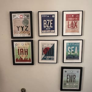Custom Boarding Pass, Two Airport Codes Poster, Framed Vintage Travel ...