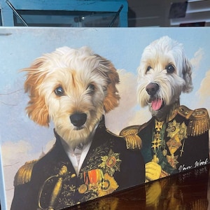 Custom Dog Portrait 2 Pet Portrait Royal Two Pets Portrait | Etsy