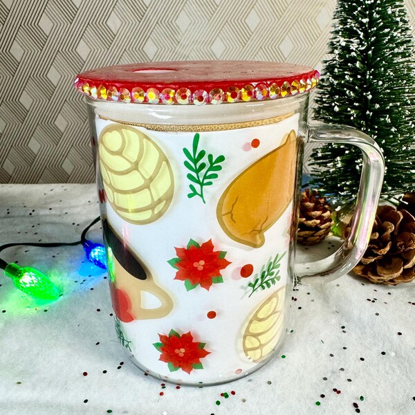 Strawberry and Hearts Glass Libbey Cup With Plastic Lid and Straw ...