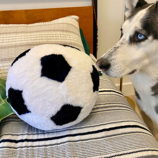 Oversized Plush Soccer Ball Pillow, Soft Faux Fur, Sports Decor - Etsy