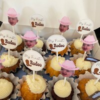 Rodeo Cupcake Toppers With Photo and Pink Cowgirl Hat, Face Cupcake ...