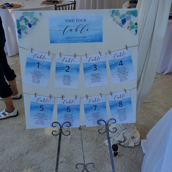 BEACH | Wedding Seating Chart Cards Template, Printable Ocean Décor ...