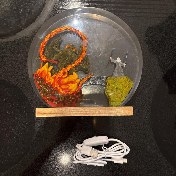 Gan.dalf - Bal.rog Epoxy Resin Lamp, Custom Anime Night Light, Japanese ...