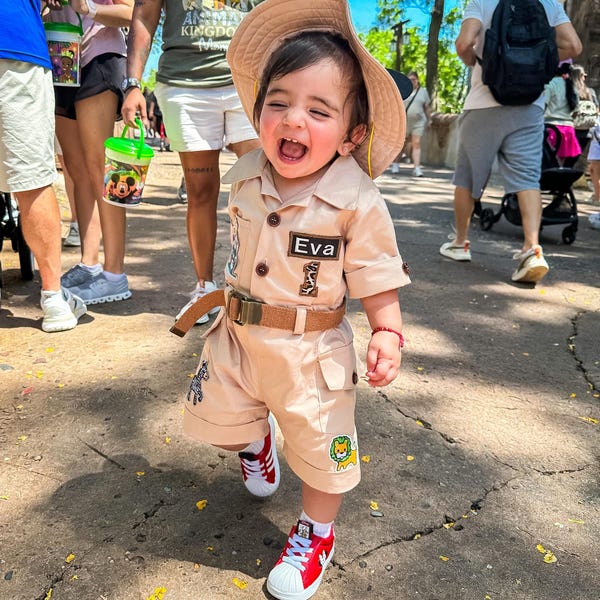 Personalized Mickey Mouse Inspired Long-short Brown Jumpsuit*safari ...