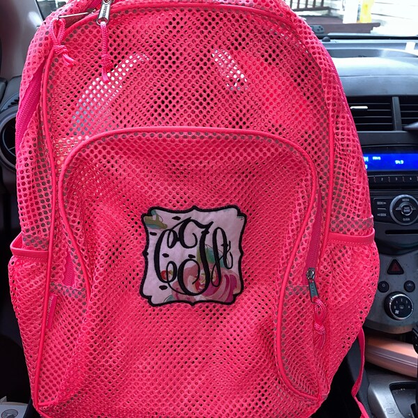 Mesh Backpack With Floral Monogram Neon - Etsy
