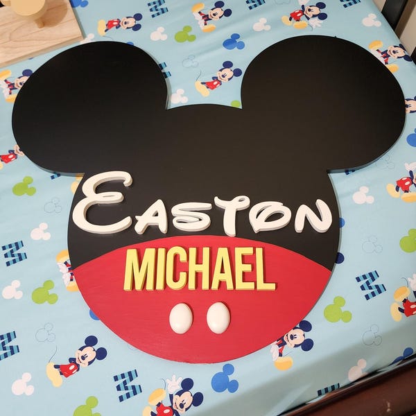 Mickey Mouse Sign Mickey Name Sign Custom Mickey Sign Disney Nursery ...