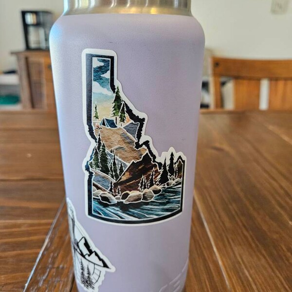 Hand Drawn! Idaho Scenery Vinyl Sticker - 4x2.25in Waterproof and ...
