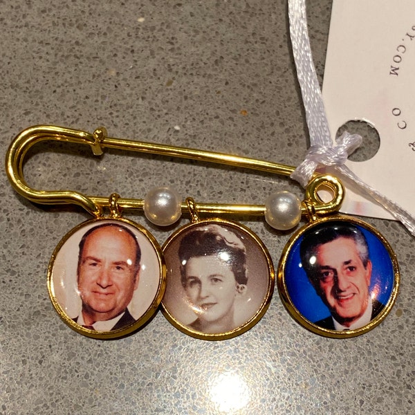 Groom Memory Pin, Boutonniere Charm, Bridal Bouquet Charm, Custom Photo ...