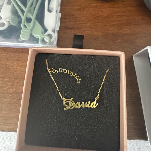 14K Solid Gold Name Necklace, Gold Nameplate Necklace, Solid Gold ...