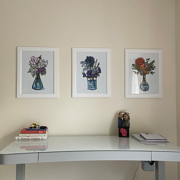 Women in Science Poster Set | Flask Bouquet Wall Art Set | Flower ...