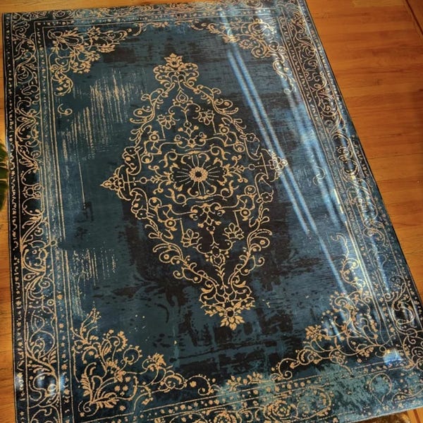 Emerald Green Floral Dark Botanical Runner Art Deco Rug Whimsical ...