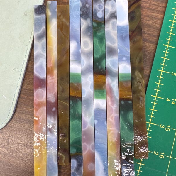 WHITE Wispy / GRAY Wispy (b15-wwgw) ONE Pound Strips of Glass for ...