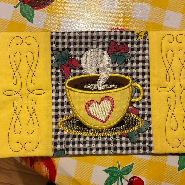 Coffee Heart COMPLETELY in the Hoop Mug Rug Design - 5x7 & 6x10 ...