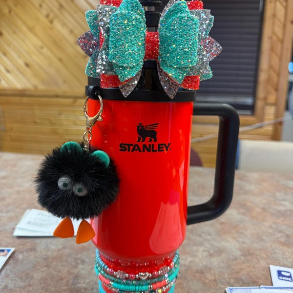 Periwinkle Shimmer Stanley Straw Bow - Purple and Peach - Etsy