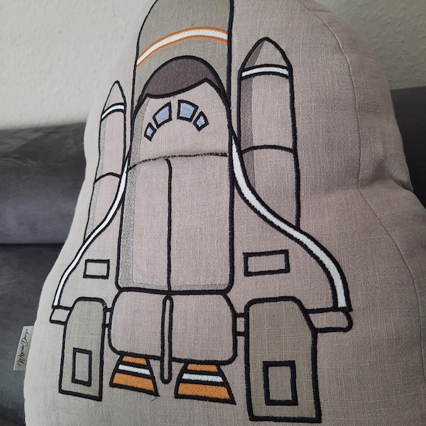 Spaceship Linen Pillow, Astronaut Pocket, Space Shuttle Kids Cushion - Etsy