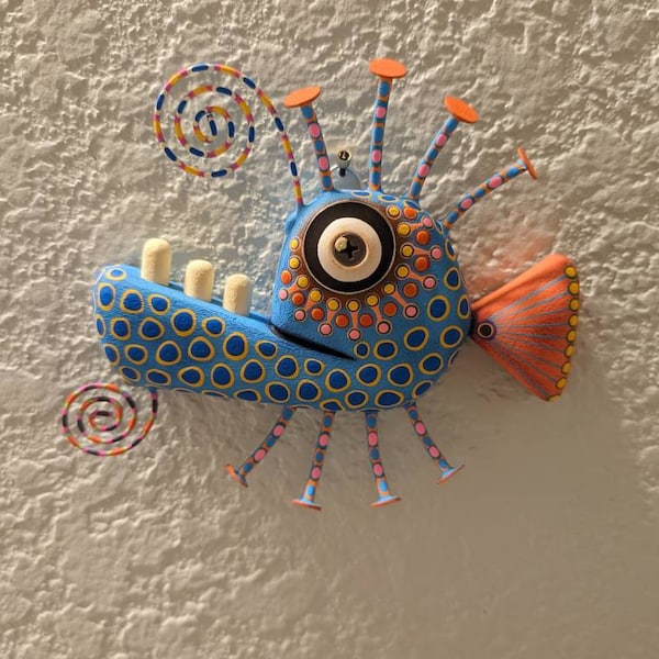 Fred Flounder, Fish Wall Art, Found Object Fish Sculpture, Fish Carving ...