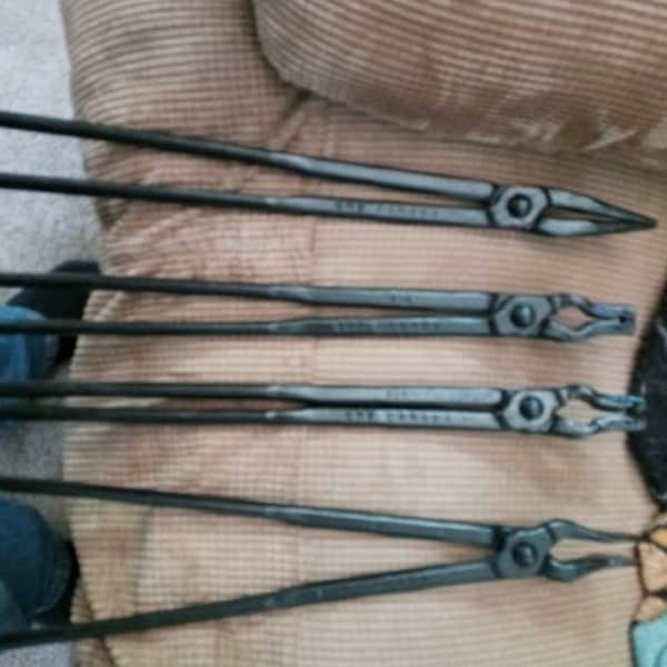 Blacksmith Tongs Forging Metal Working Tong Set. Wolf Jaw Tongs, Box ...