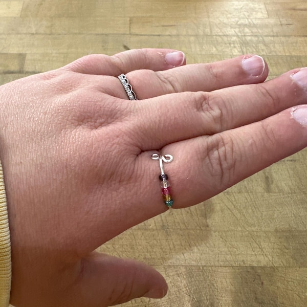 Fidget Ring Set of 3, Bead Rings in Random Colors, Worry Rings, Spinner ...