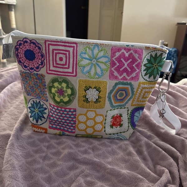 Smileys Knitting Project Bag, Crochet Zippered Pouch, Yarn Sock Tote - Etsy